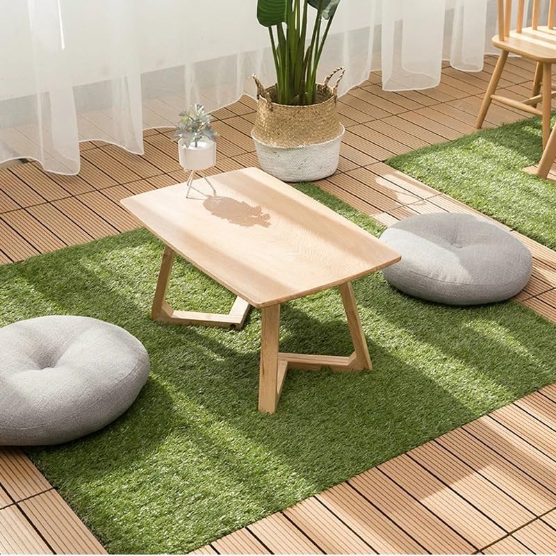 MIUPOO Artificial Fake Grass Tiles Interlocking Turf with Drain Holes, Turf Tiles Squares,Astroturf Rug Outdoor, Astroturf for Dogs Pet, Grass Table Runner,12 x 12 Inches 8 Piece