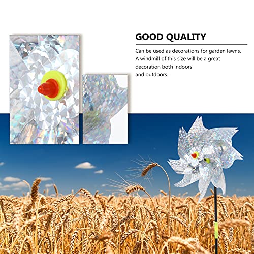 generic 4 Pcs Anti- bird Reflective Pinwheels Radiant Bird Blinder Bird Deterrent Garden Spinner Effectively Keep Birds Away for Yard Garden Farm