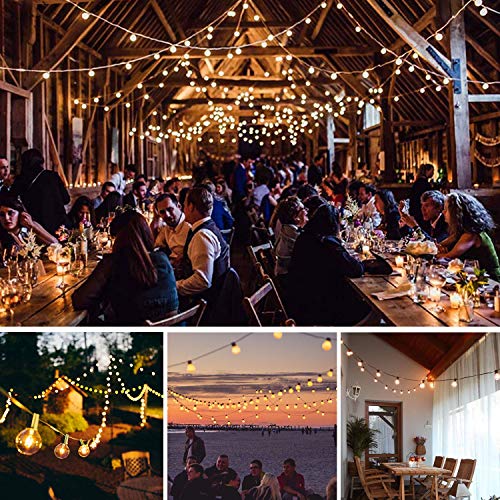 BRILLIHOOD 50ft LED G40 String Lights Outdoor Patio String Lights with 52 Bulbs, Warm White, Outdoor Waterproof Hanging String Light for Garden Bistro Wedding Party Pergola Backyard Decor
