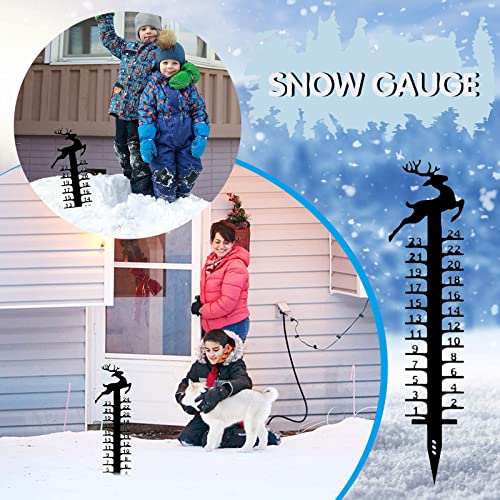 Gift 24cm Snowflake Snow Measuring Instrument Snowmobile Snow Measuring Instrument Metal Snow Measuring Ruler Outdoor Garden Ornament Small Magnetic Level Bubble (Black, One Size)