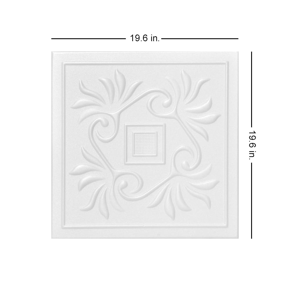 A La Maison Ceilings R159 Cockatoos Foam Glue-up Ceiling Tile (129.6 sq. ft./Case) Pack of 48, Ultra Pure White - Satin (Behr)