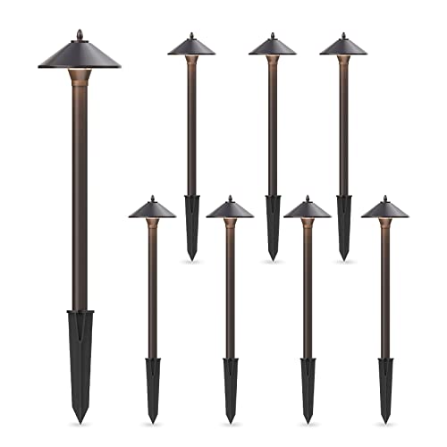 Malibu Low Voltage Landscape Pathway Lights 8PK Landscape Lighting Kit 10W Halogen 25 Lumen Path Lights 12V AC Outdoor Warm White Walkway Lights with Stake and Connector for Garden Patio Walkway