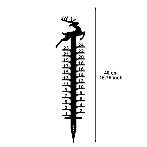 Gift 24cm Snowflake Snow Measuring Instrument Snowmobile Snow Measuring Instrument Metal Snow Measuring Ruler Outdoor Garden Ornament Small Magnetic Level Bubble (Black, One Size)