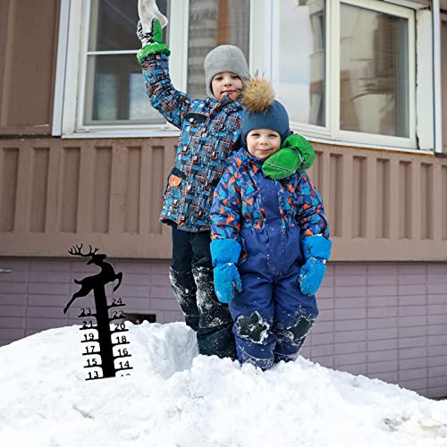 Gift 24cm Snowflake Snow Measuring Instrument Snowmobile Snow Measuring Instrument Metal Snow Measuring Ruler Outdoor Garden Ornament Small Magnetic Level Bubble (Black, One Size)
