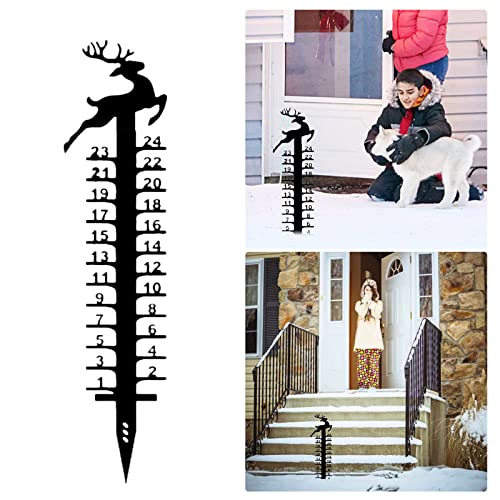 Gift 24cm Snowflake Snow Measuring Instrument Snowmobile Snow Measuring Instrument Metal Snow Measuring Ruler Outdoor Garden Ornament Small Magnetic Level Bubble (Black, One Size)