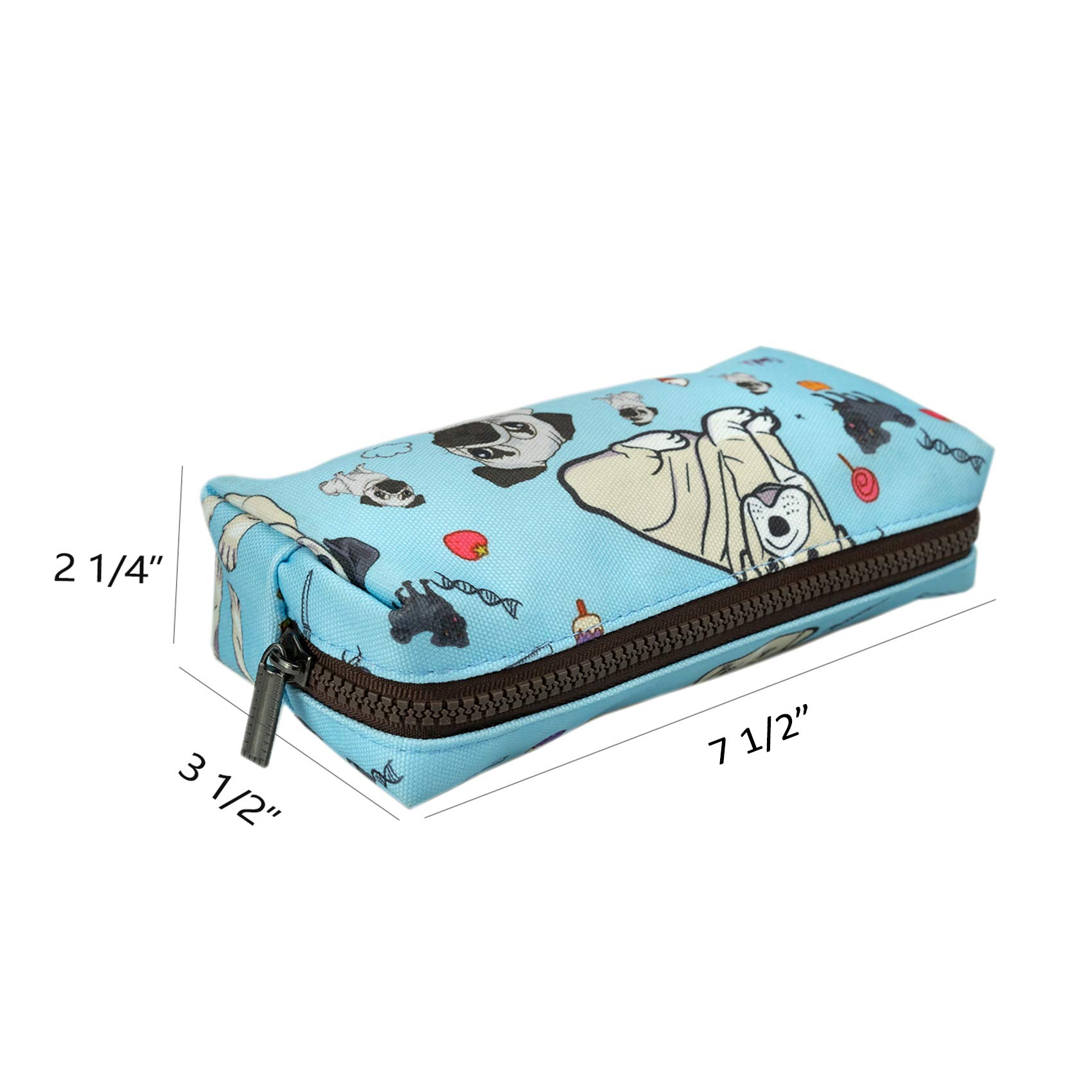 LParkin Cute Pug Dog Canvas Pencil Case Canvas Pen Bag Gadget Pouch Stationary Case Makeup Cosmetic Bag Box