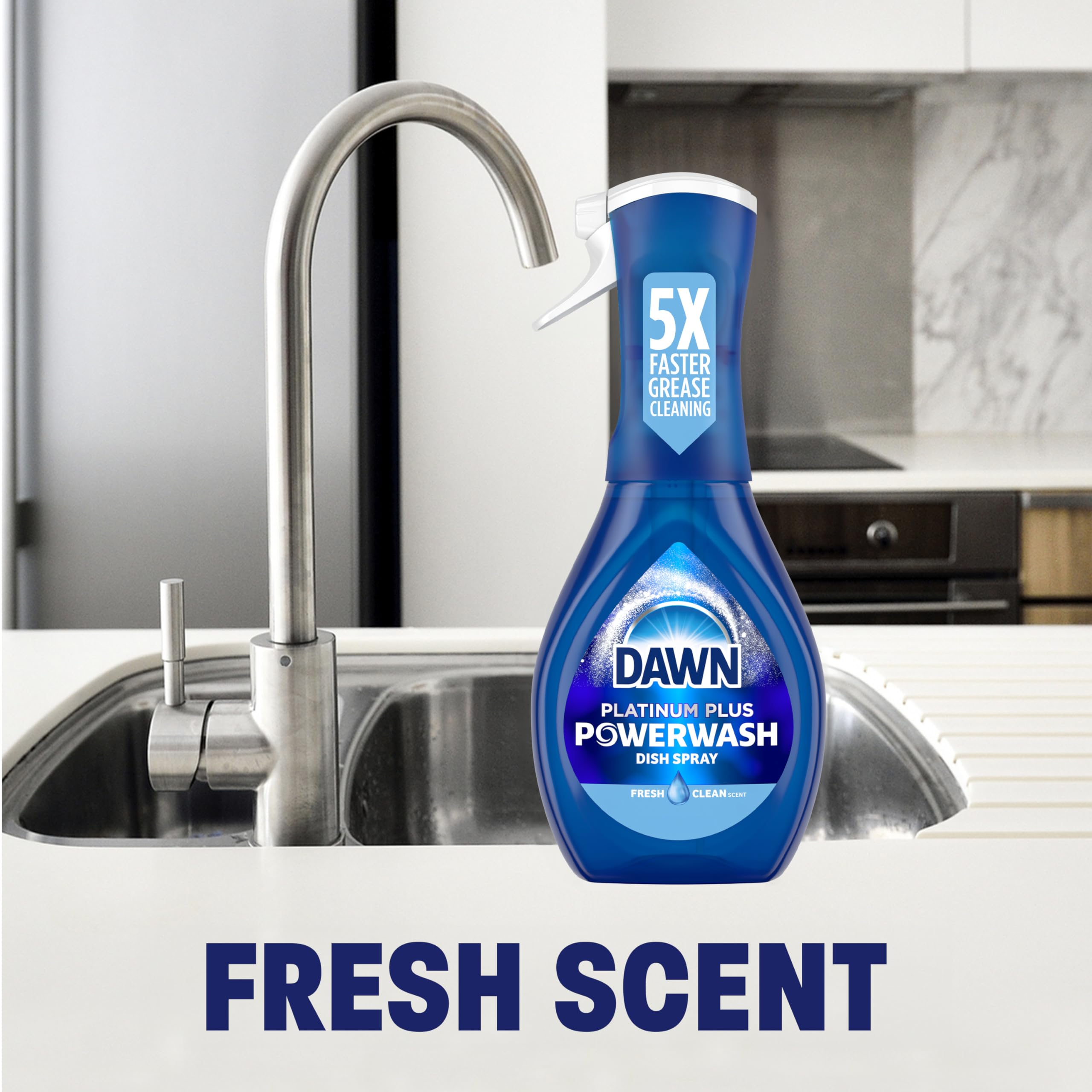 Dawn Powerwash Spray Starter Kit, Platinum Dish Soap, Fresh Scent, 1 Starter Kit + 1 Dawn Powerwash Refill, 16 fl oz each