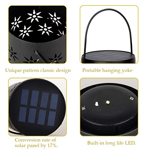 T-SUN Solar Lantern Waterproof Warmwhite, 2 Pack Solar Outdoor Decorations Lights Hanging Outdoor Garden Light Lantern for Garden Yard Patio Backyard Deck Courtyard Lawn
