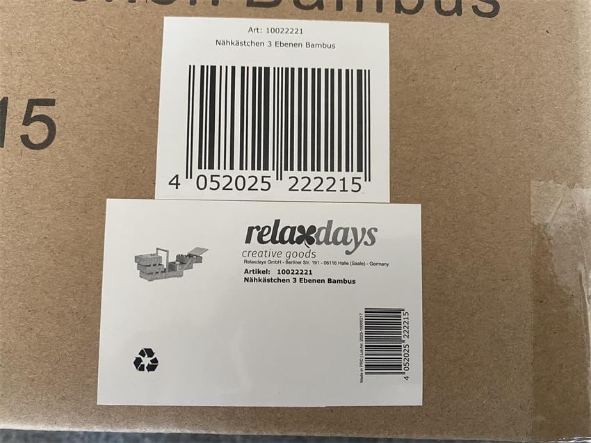 Relaxdays XXL Bamboo Sewing Box, Many Compartments, Foldable, Empty Organizer Basket, HWD 30 x 44 x 22 cm, Natural