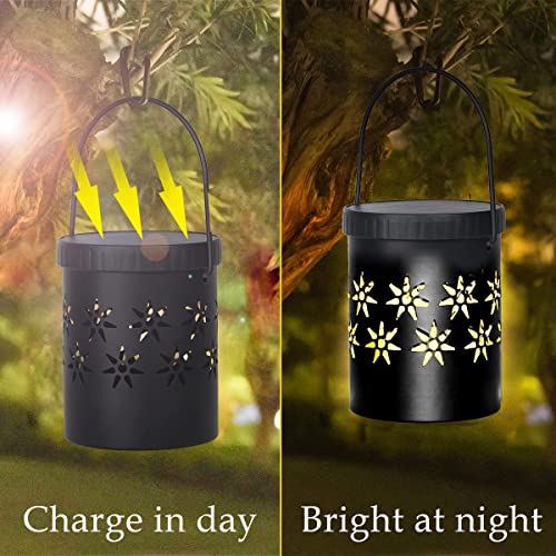 T-SUN Solar Lantern Waterproof Warmwhite, 2 Pack Solar Outdoor Decorations Lights Hanging Outdoor Garden Light Lantern for Garden Yard Patio Backyard Deck Courtyard Lawn