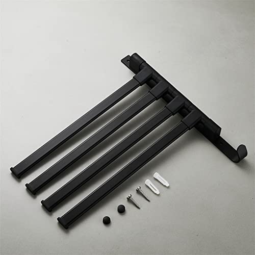 CHUNYU Bathroom Aluminum Towel Rack Rail Holder Black Swivel Rotating Hand Towel Bars Racks Wall Hanger Fixture Space Saving Hardware (Color : 4, Size
