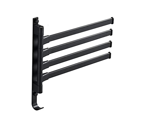 CHUNYU Bathroom Aluminum Towel Rack Rail Holder Black Swivel Rotating Hand Towel Bars Racks Wall Hanger Fixture Space Saving Hardware (Color : 4, Size