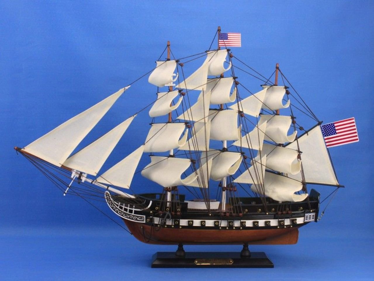 Hampton Nautical Wooden USS Constitution Tall Model Ship, 24" , Brown