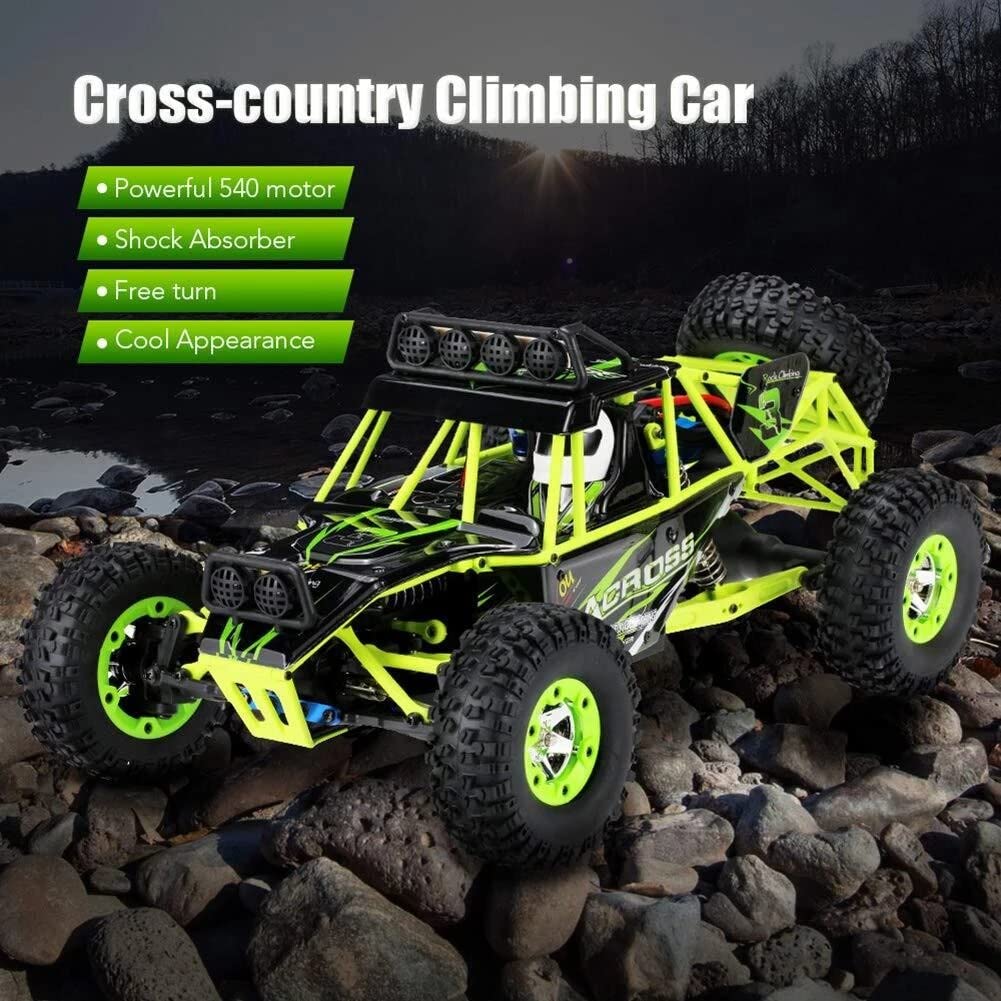 GuliTech WLtoys High-Speed RC Car 12427 12428 2.4G 1:12 4WD Crawler Remote Control RC Car with LED Light Two Battery Buggy Vehicle Trucks Toys Kid (12427 2 * 1500)