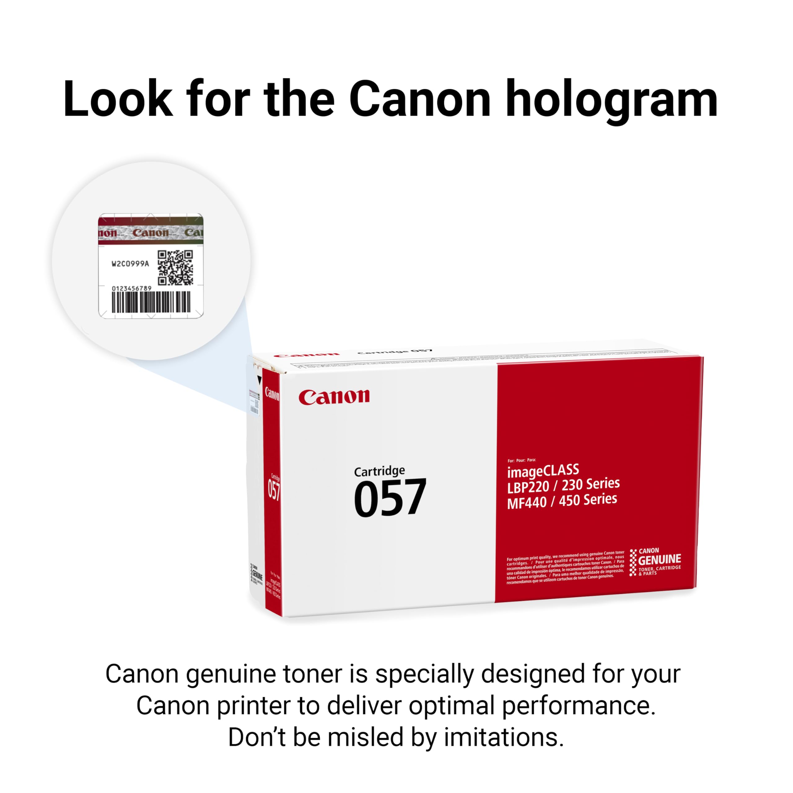Canon Genuine Toner Cartridge 057 Black (3009C001), 1-Pack, for Canon imageCLASS MF449dw, MF448dw, MF445dw, LBP228dw, LBP227dw, LBP226dw Laser Printers, Standard