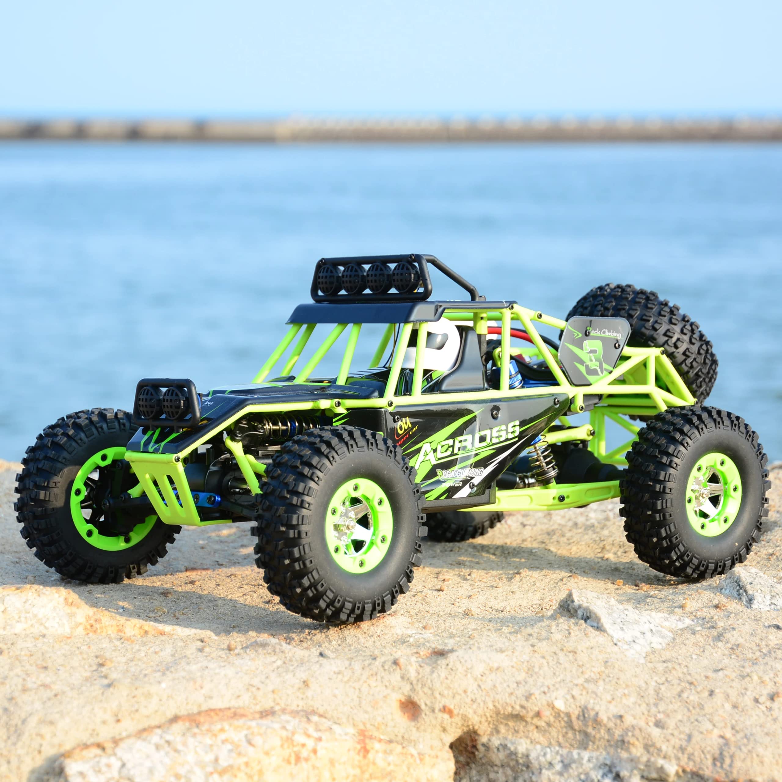 GuliTech WLtoys High-Speed RC Car 12427 12428 2.4G 1:12 4WD Crawler Remote Control RC Car with LED Light Two Battery Buggy Vehicle Trucks Toys Kid (12427 2 * 1500)