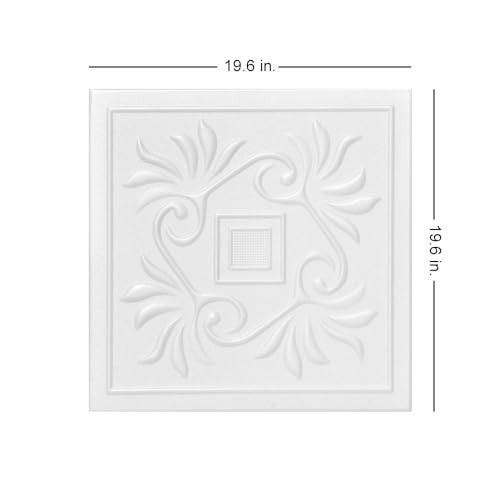 A La Maison Ceilings R159 Cockatoos Foam Glue-up Ceiling Tile (259.2 sq. ft./Case) Pack of 96, Ultra Pure White - Satin (Behr)