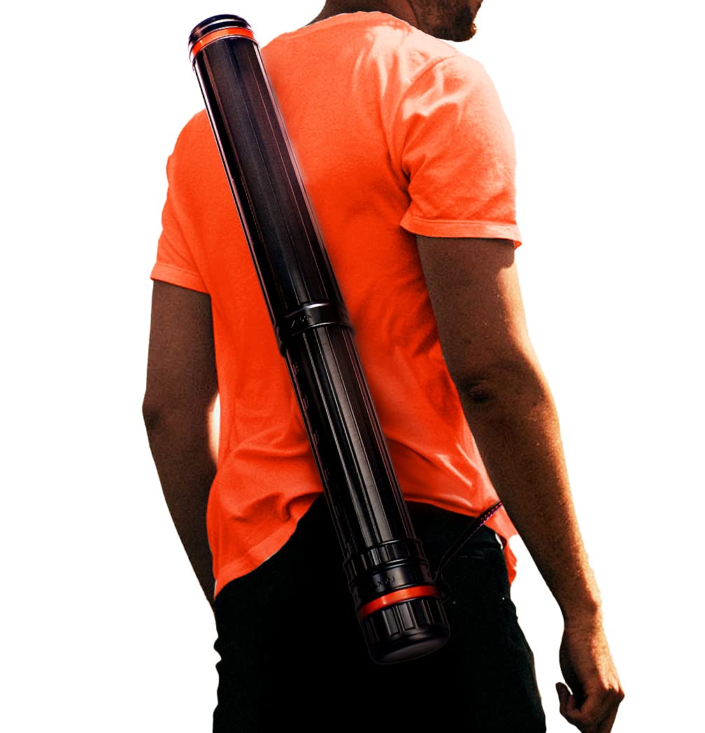 VViViD 17.5” - 29.5” inch Black Telescoping Storage Tube, with Carrying Strap, for Posters, Documents, Art, Blueprints, and More