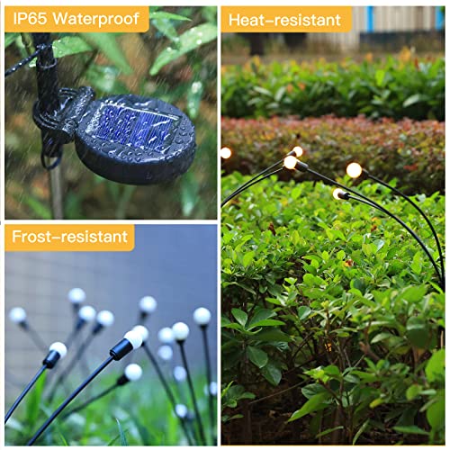 4 Packs 6LED Starburst Solar Garden Lights - Solar Outdoor Lights Starburst Swaying Lights Solar Firefly Lights Outdoor Waterproof, Garden Decorative Lights for Yard Patio Pathway (Warm Yellow)