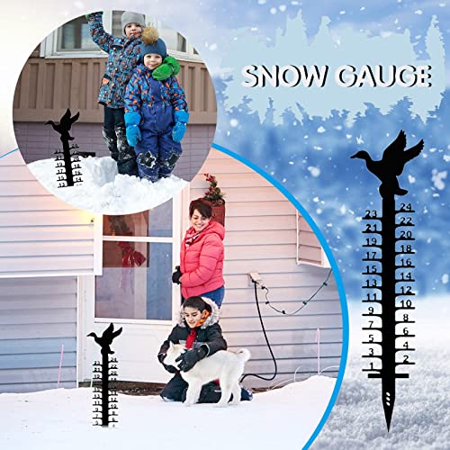 Gift 24cm Snowflake Snow Measuring Instrument Snowmobile Snow Measuring Instrument Metal Snow Measuring Ruler Outdoor Garden Ornament String Line Level for Construction (Black, One Size)