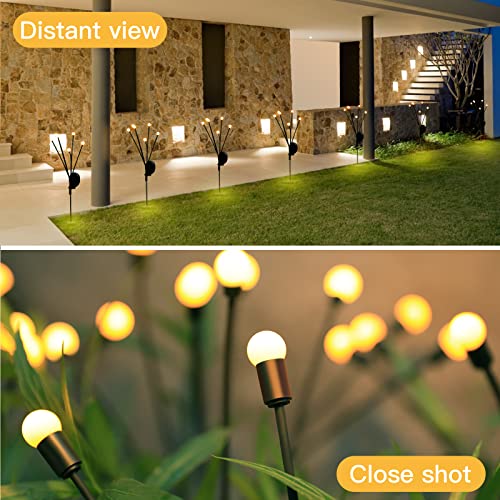4 Packs 6LED Starburst Solar Garden Lights - Solar Outdoor Lights Starburst Swaying Lights Solar Firefly Lights Outdoor Waterproof, Garden Decorative Lights for Yard Patio Pathway (Warm Yellow)