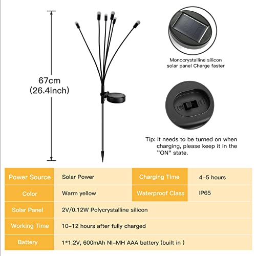 4 Packs 6LED Starburst Solar Garden Lights - Solar Outdoor Lights Starburst Swaying Lights Solar Firefly Lights Outdoor Waterproof, Garden Decorative Lights for Yard Patio Pathway (Warm Yellow)