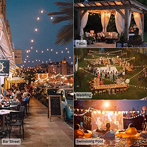 OYYPTDZM Outdoor String Lights 49 Feet Patio Lights Waterproof with 15 Lamp Heads Connectable Hanging Light for Backyard Porch Balcony Garden E26 Bulb Not Included