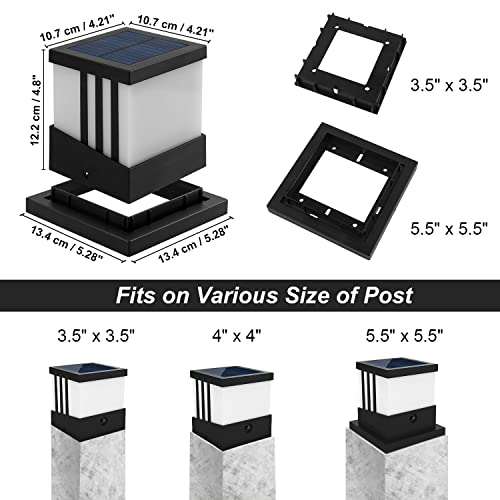 T-SUN Solar Post Cap Light, 4x4 5x5 6x6 Solar Post Cap Outdoor, 3 Modes Solar Powered Fence Deck Post Cap Lights IP65 Waterproof Solar Post Light for Deck Garden Patio Fence 4 Pack