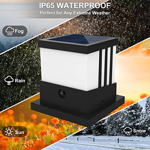 T-SUN Solar Post Cap Light, 4x4 5x5 6x6 Solar Post Cap Outdoor, 3 Modes Solar Powered Fence Deck Post Cap Lights IP65 Waterproof Solar Post Light for Deck Garden Patio Fence 4 Pack