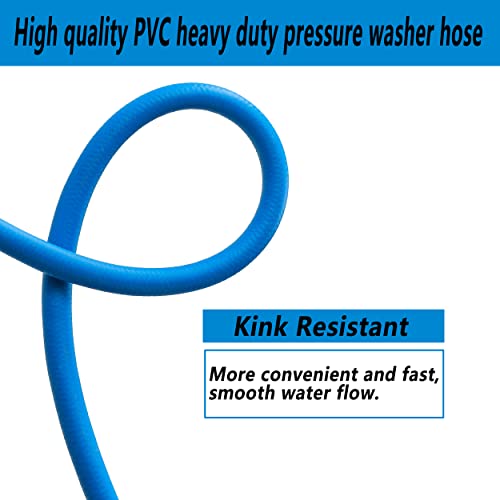 FIXFANS Pressure Washer Hose – 1/4" X 50 FT High Power Washer Extension Hose – Kink & Wear Resistant High Pressure Hose for Replacement – Compatible with M22 Fittings – 3600PSI