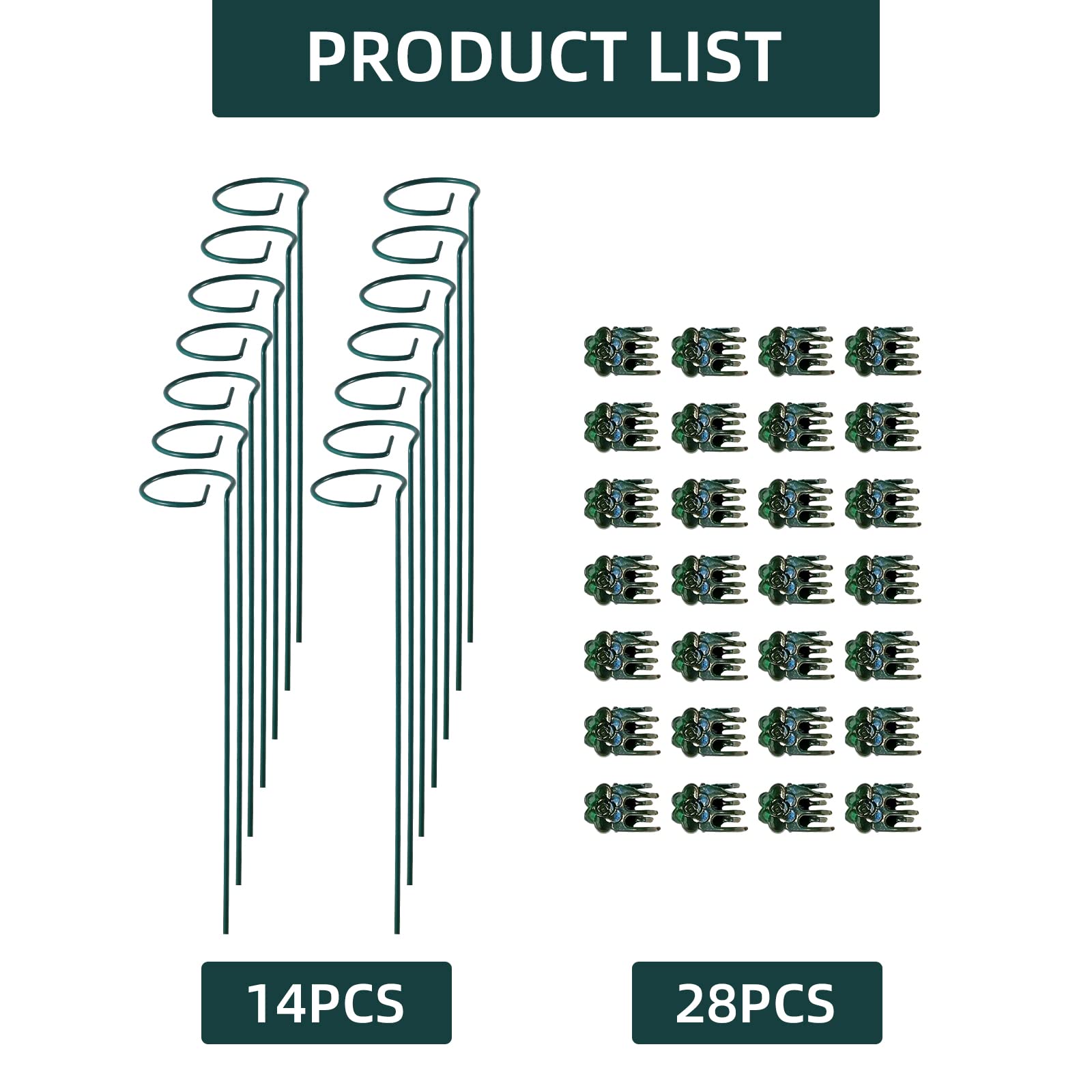 Plant Stake Support 14 Packs 16 Inches,Single Stem Stake Plant Cage Support Ring,Garden Single Stem Plant Stakes for Flowers Amaryllis Orchid Lily Rose Tomatoes…