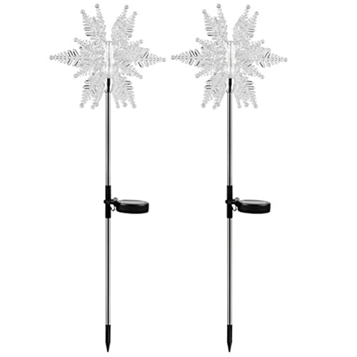 Aolyty Solar Garden Light Outdoor Decoration, 2 Pack Waterproof Solar Snowflakes Stake Lights Warm White LED Lighting for Path Yard Lawn Patio Party Christmas Decor