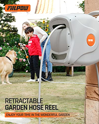 FIILPOW 82 FT Garden Hose Reel & Automatic Pool Cleaner