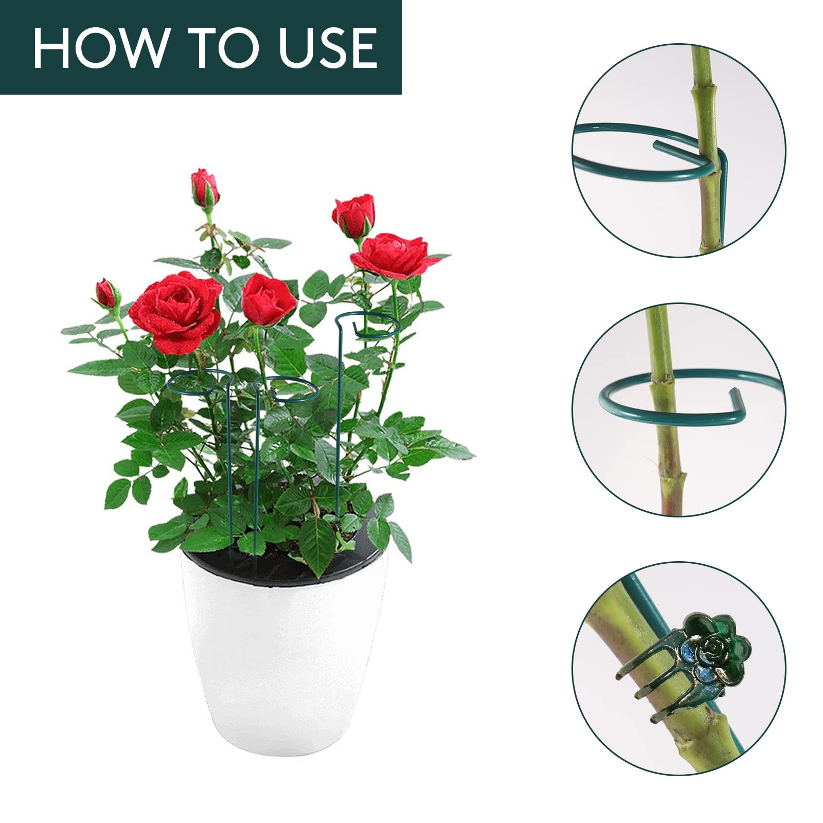 Plant Stake Support 14 Packs 16 Inches,Single Stem Stake Plant Cage Support Ring,Garden Single Stem Plant Stakes for Flowers Amaryllis Orchid Lily Rose Tomatoes…