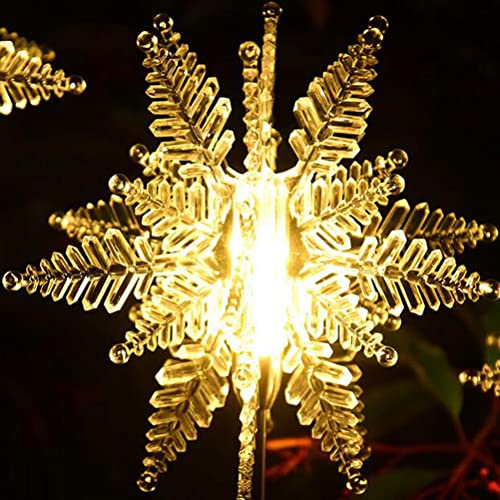 Aolyty Solar Garden Light Outdoor Decoration, 2 Pack Waterproof Solar Snowflakes Stake Lights Warm White LED Lighting for Path Yard Lawn Patio Party Christmas Decor