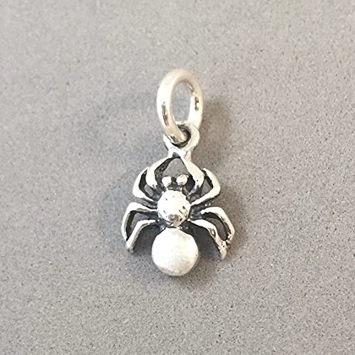 SPIDER .925 Sterling Silver 3-D Charm Pendant Garden Insect Bug Small Scary Halloween New IN10