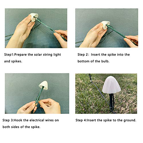 Kagoohan 24 feet 12 LED Outdoor Solar String Mini Mushroom Lights 8 Modes Garden Patio Yard Landscape Party Lawn Pathway Wedding Home Christmas Holidays (Multi-Colored)