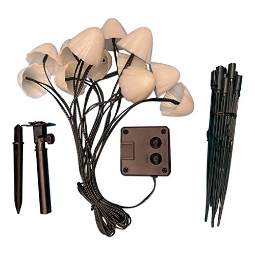 Kagoohan 24 feet 12 LED Outdoor Solar String Mini Mushroom Lights 8 Modes Garden Patio Yard Landscape Party Lawn Pathway Wedding Home Christmas Holidays (Multi-Colored)