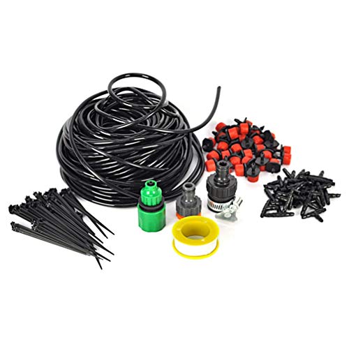 DOITOOL Garden Irrigation Drip System DIY Distribution Tubing Watering Drip Kit Distribution Tubing Hose Adjustable Nozzles Mist Cooling Irrigation System 25M for Garden Greenhouse Patio Lawn