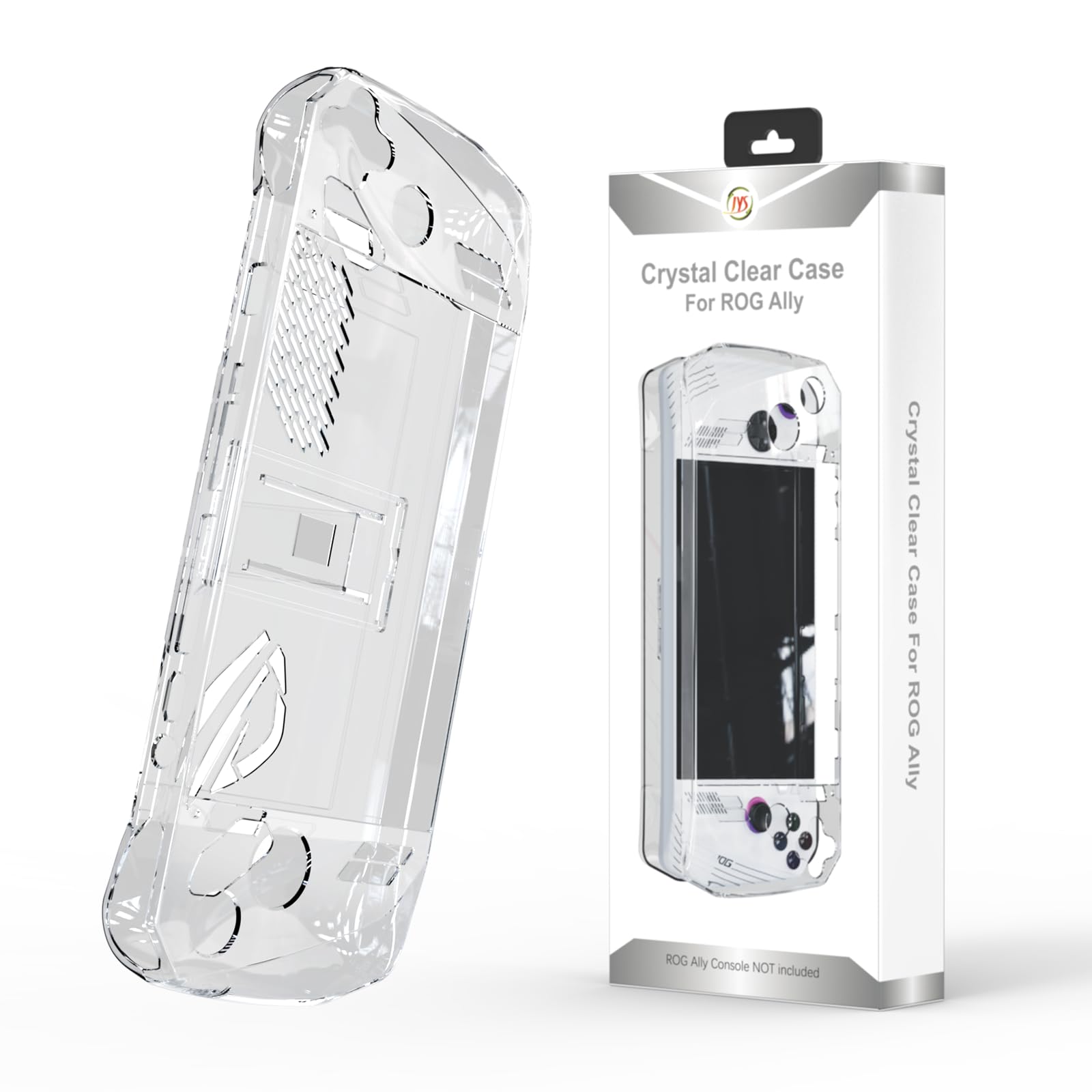JDDWIN Full Case for ASUS Rog Ally 2023, Protective Handheld Case Skin with Detachable Front Shell Cover and Kickstand for Rog Ally,Shockproof/Non-Slip/Anti-Collision (Clear)