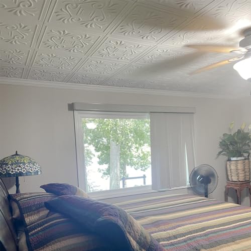 A La Maison Ceilings R159 Cockatoos Foam Glue-up Ceiling Tile (259.2 sq. ft./Case) Pack of 96, Ultra Pure White - Satin (Behr)