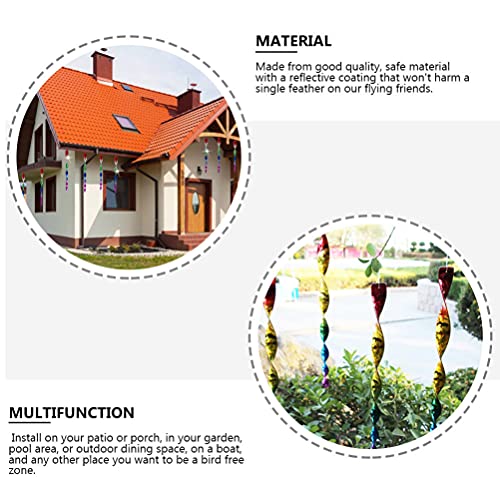 YARDWE 10pcs Bird Rods Gradient Colored Wind Hanging Reflective Scare Spiral Rods Keep Birds Away from Garden House Farm