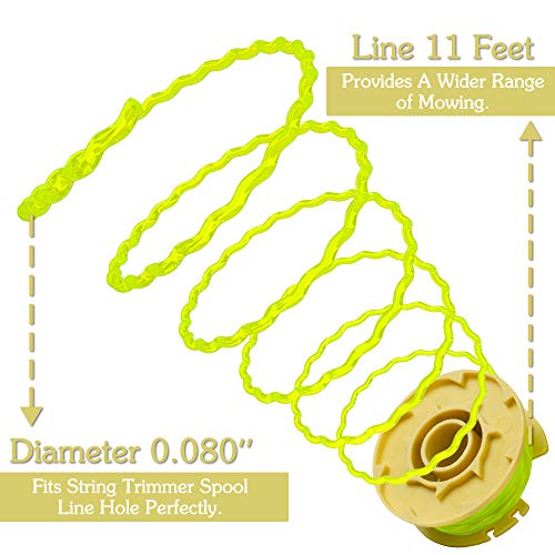 Future Way 6-Pack Weed Eater String Replacement for Ryobi 18v, 24v, and 40v Cordless Trimmers