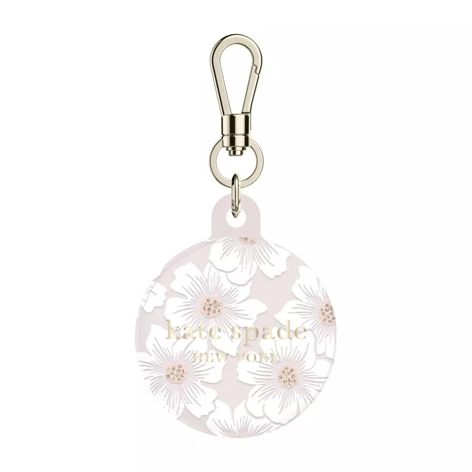 kate spade new york AirTag Holder with Gold Ring Clip - Protective Case for Apple AirTag - Hollyhock Cream