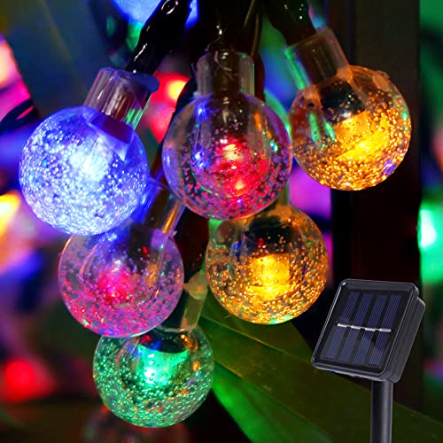 Xzmysxg Solar String Lights Outdoor, 100 LED 40 FT Multicolor Crystal Globe LED Fairy Lights, 8 Modes Waterproof Solar Powered Lights, for Outside Decoration, Garden, Patio, Festival, Party