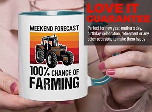 Bubble Hugs Farmer Birthday Two Tone Green Edition Coffee Mug 11oz - Forecast Farming - Dry Farming Farm ranch Market Garden Agricultural Seed Drill Acre Hay Tractor Farmer Crops