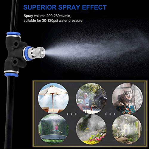 Gesentur Drip Irrigation Kit, 59ft (18M) Misting Cooling System, Adjustable Automatic Micro Drip Irrigation System Suit for Garden Landscape, Flower Bed Patio, Greenhouse, Plants