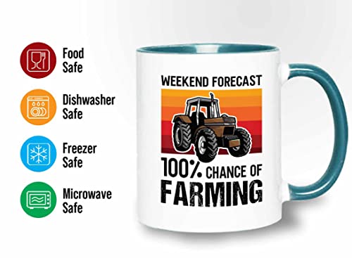 Bubble Hugs Farmer Birthday Two Tone Green Edition Coffee Mug 11oz - Forecast Farming - Dry Farming Farm ranch Market Garden Agricultural Seed Drill Acre Hay Tractor Farmer Crops