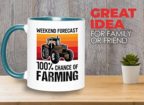 Bubble Hugs Farmer Birthday Two Tone Green Edition Coffee Mug 11oz - Forecast Farming - Dry Farming Farm ranch Market Garden Agricultural Seed Drill Acre Hay Tractor Farmer Crops