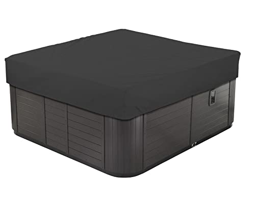 Outdoor Square Hot Tub Cover 210D Oxford Fabric Waterproof Dustproof Anti-UV Garden SPA Bath Pool Cover Multiple Sizes to Choice,Black,218x218x30cm